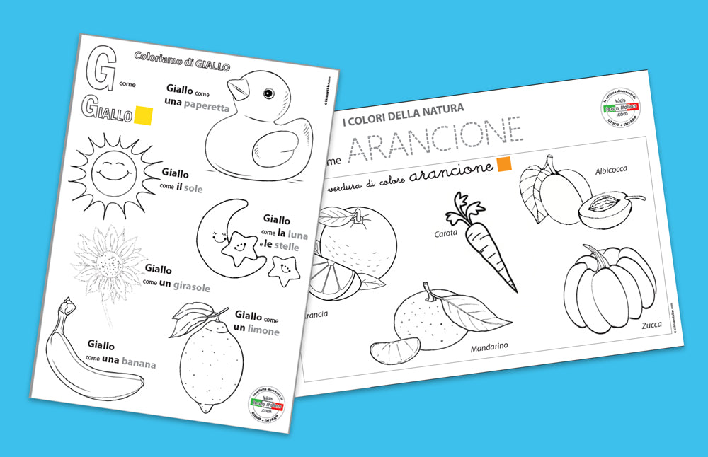Italian Worksheets for Teaching Children | colours | Kids Learn Italian